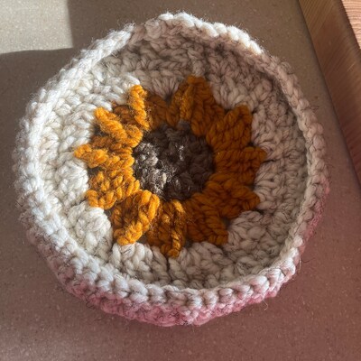 CROCHET PATTERN Sunflower Basket Crochet Basket DIY Crochet Bowl ...