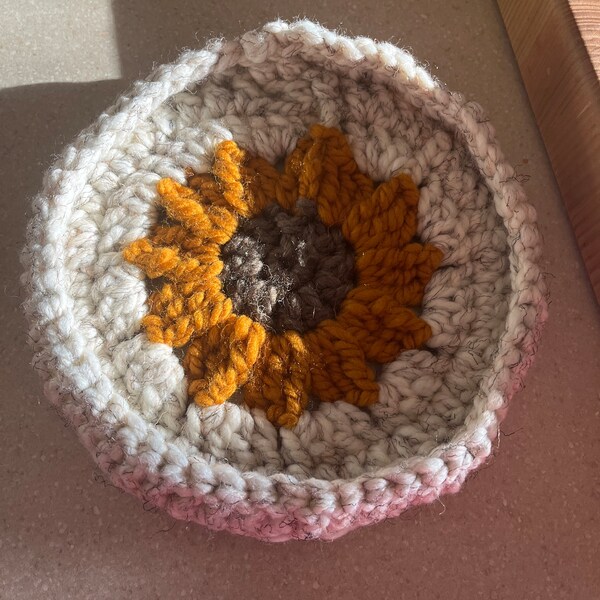 CROCHET PATTERN - Sunflower Basket - Crochet Basket - DIY - Crochet ...