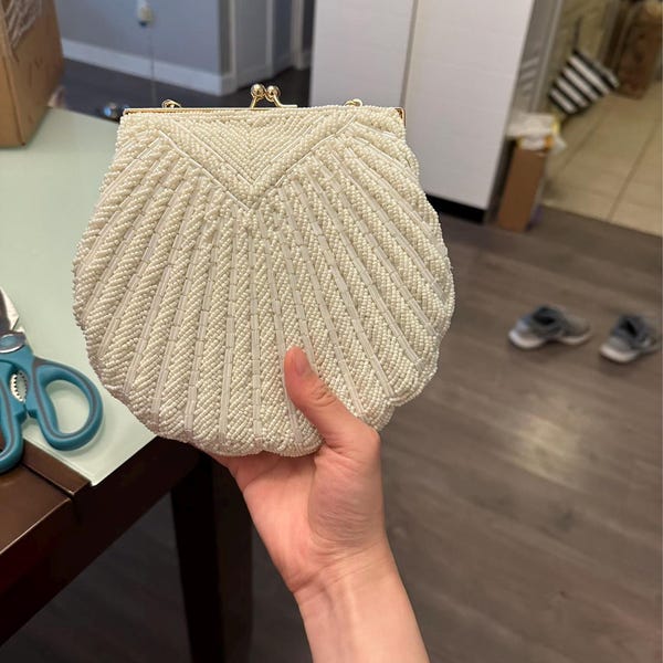 Pearl Clutch Bag, Pearl Evening Bag, Bridal Clutch With Pearls, Beaded ...