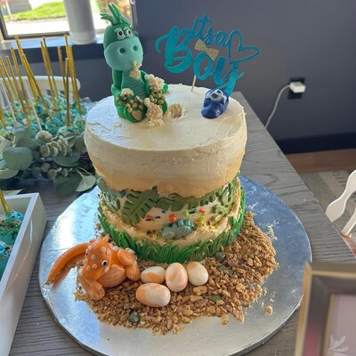 Dinosaur Cake Topper hatching Soon Birthday Party, Baby Shower, 5.5 ...