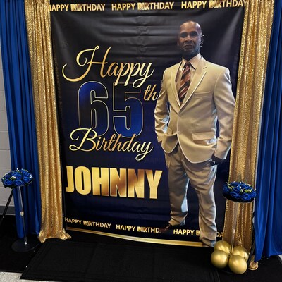 Custom Photo Birthday Backdrop, Man Custom Birthday Party Backdrop ...