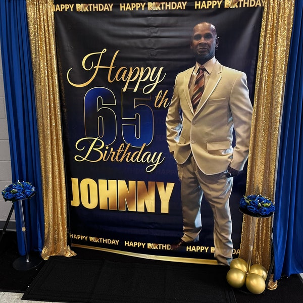 Custom Photo Birthday Backdrop, Man Custom Birthday Party Backdrop ...