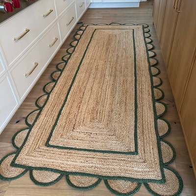 Scallop Jute Rug, Natural Jute Wavy Edge Rug, Scalloped Shape Rug ...