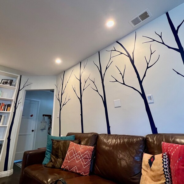 Large Winter Tree Wall Decal Set: Living Room Decor - Etsy