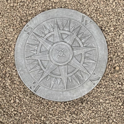 Compass Statue, Garden Decor, Concrete Garden Plaque, Cement Compass ...