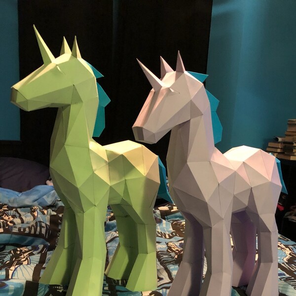 Papercraft Unicorn Template, DIY Unicorn Papercraft, Low Poly Unicorn ...