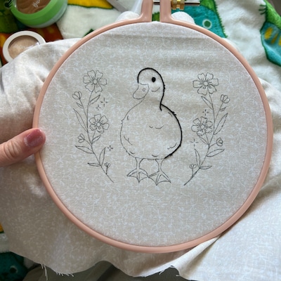 Cute Duck Embroidery Pattern Download, Cottagecore Duckling Embroidery ...