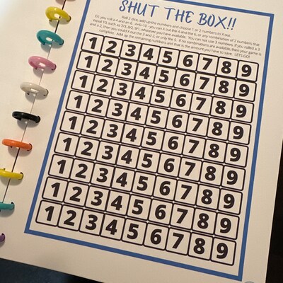 Shut the Box Savings Challenge INSTANT DOWNLAD - Etsy