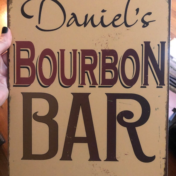 CUSTOM BOURBON BAR Sign, Personalized Bourbon Sign, Vintage Style ...