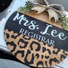 Leopard Print Teacher Door Sign With INTERCHANGEABLE BOW Teacher Door ...