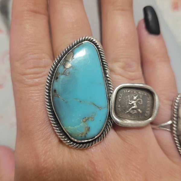 Gary Custer Navajo Sterling Silver Tufa Cast Turquoise Arrowhead Uni ...