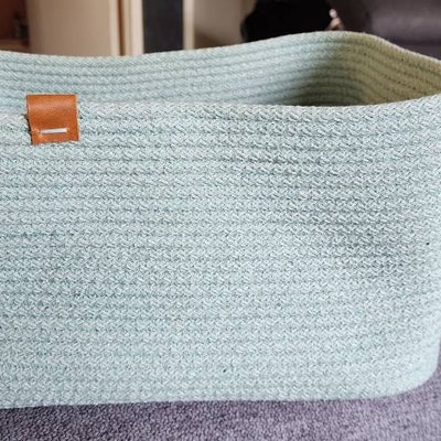 Cotton Rope Storage Basket With Lid, Rope Woven Organizer Basket With ...
