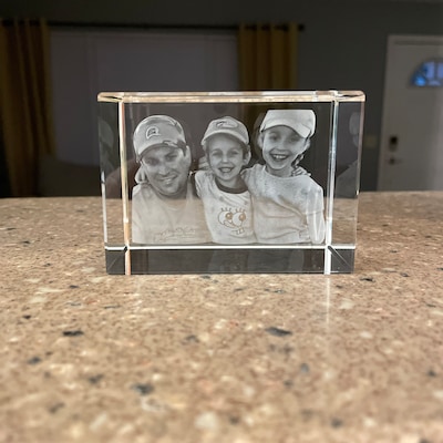 3D Crystal Glass Trophy Laser LED Wooden Small Light Stand Base Display ...