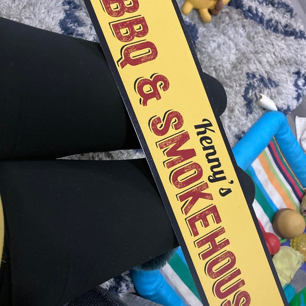 BBQ & Smokehouse Sign, Personalized Chef Smoker Cook Name Kitchen Sign ...