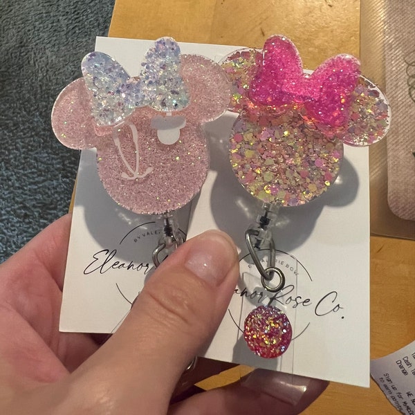 Custom Mouse Head Badge Reel, Badge Reel Nurse, Nurse Glitter Badge ...