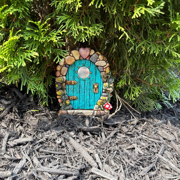 The Magical Blue Fairy Door: Hand-painted Resin With Heart Stone and ...