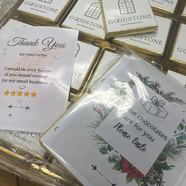 50 Custom Logo Chocolate Favours - Gold or Silver Foil Milk Chocolate ...