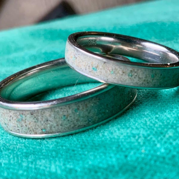 Custom Beach Sand Ring: Stainless Steel - Titanium - Black Ceramic ...