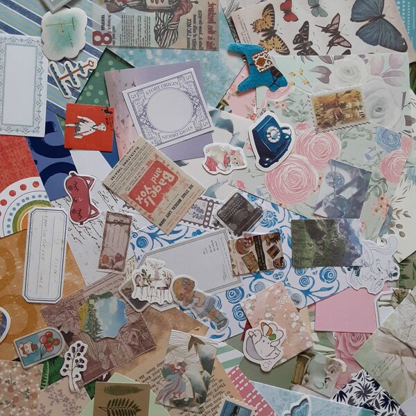 Cottage Core Themed 40 Piece Junk Journal Kit Scrapbooking Collage Card ...