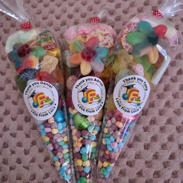 Personalised Rainbow Sweet Cones Pre Filled -party Favours Pick and Mix ...