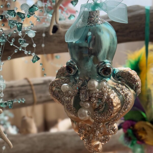 Coastal Mermaid Santa, Coastal Mantle Decor, Santa With Mermaid Tail ...