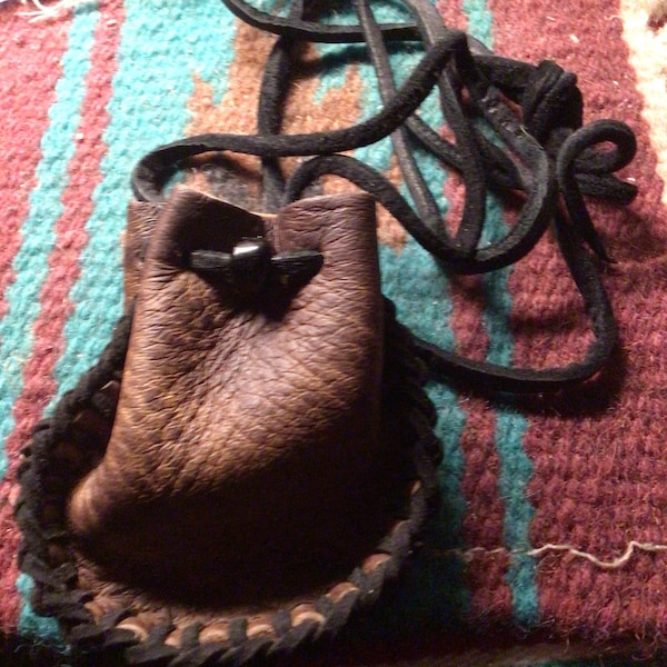 Beaded Deerskin Leather Medicine Pouch, Tribal Necklace Bag, Regalia ...