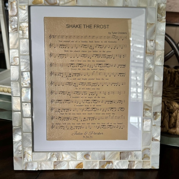 Leather Engraved Music Sheet, Personalized Framed Music Notes, 3rd ...
