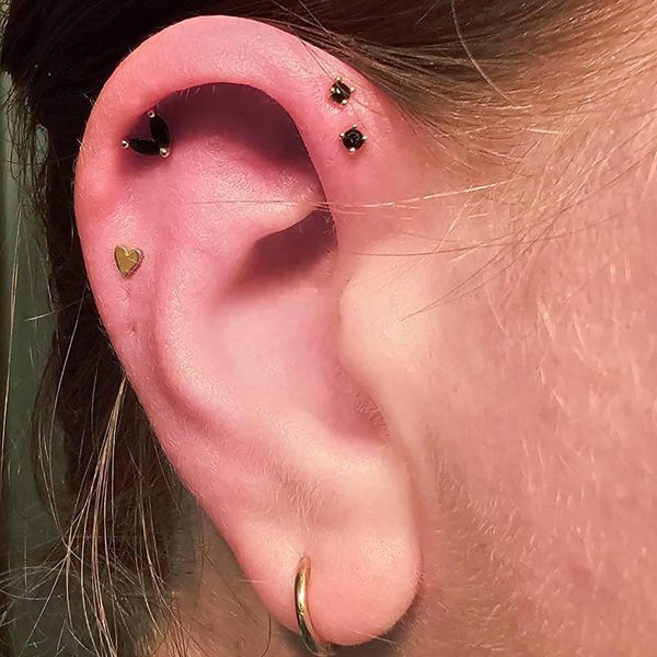 18G CZ Dangle Threadless Push Pin Labret Stud Earring, Sterling Silver ...