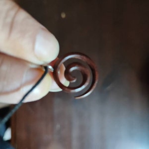 Small Wooden Spiral Pendant Made From Reclaimed Rosewood and Hung on a ...