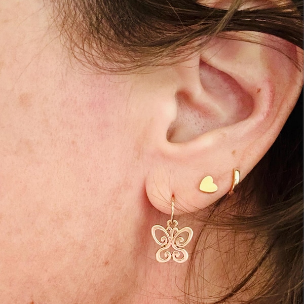 14K Solid Gold Hinged Clicker Hoop Belly Button Hoop Huggie Hoop ...