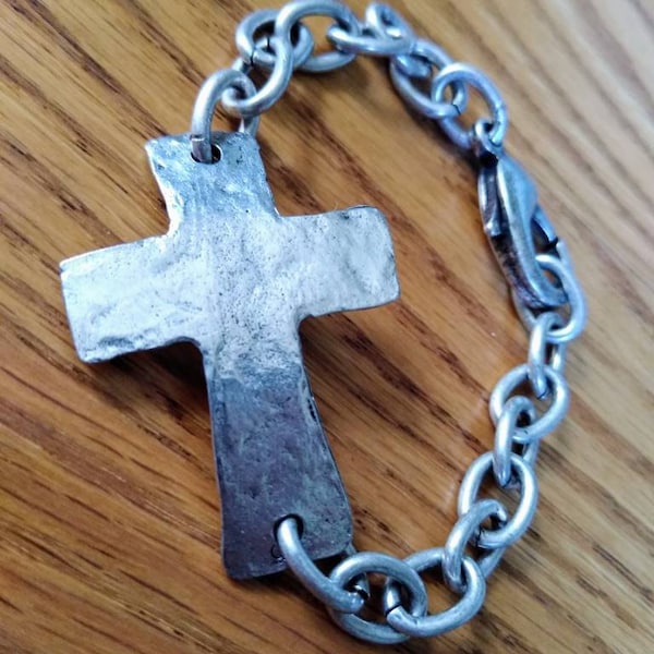 Cross Pendant With Bail, Hammered 49mm, Chunky Gold OR Silver, Bail ...