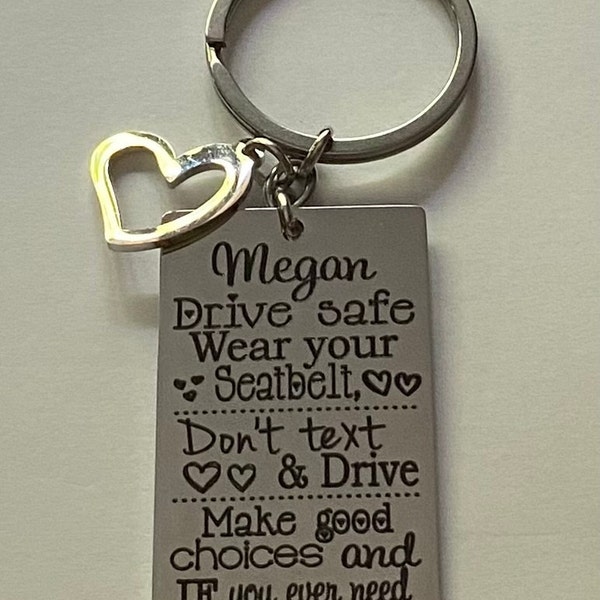 Personalized Drive Safe Key Chain, Gift for New Driver, Sweet 16 - Etsy