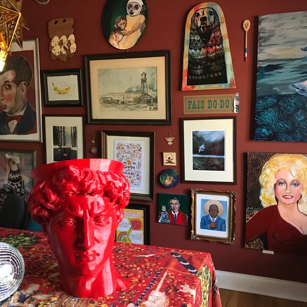 Red Michelangelo David Trash Can - Funky Art History Inspired Home ...