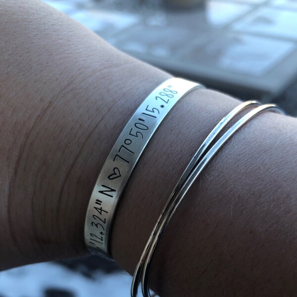 Custom Coordinate Bracelet - GPS Location - Coordinate Jewelry - Etsy