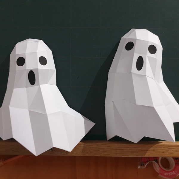 Ghost Papercraft 3D DIY Low Poly Paper Crafts Halloween Wall Decor ...