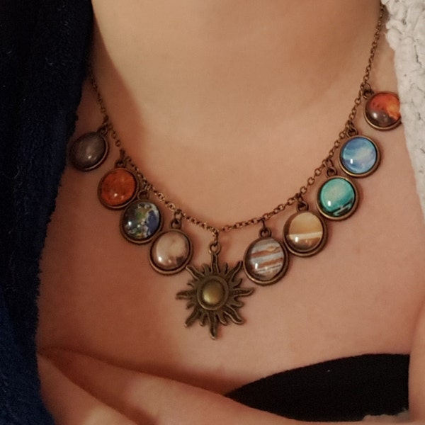 Boho Necklace With the the Solar System Planets, Chain Necklace, Dainty ...