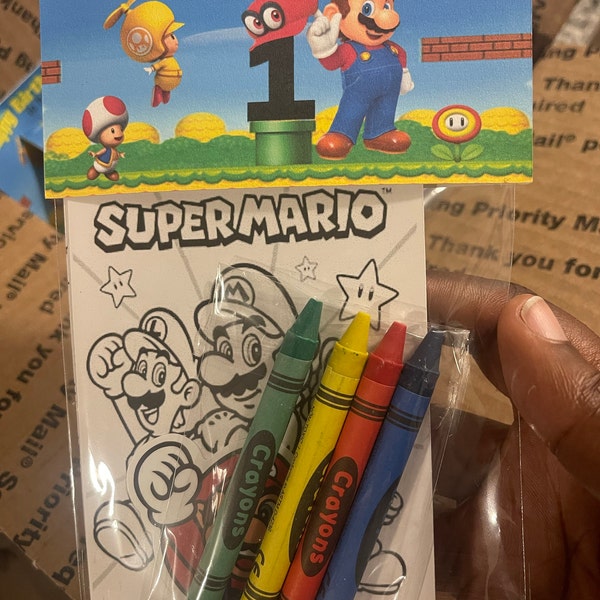 Super Mario Bros Coloring Party Favor Pouch & Crayons-birthday Theme ...