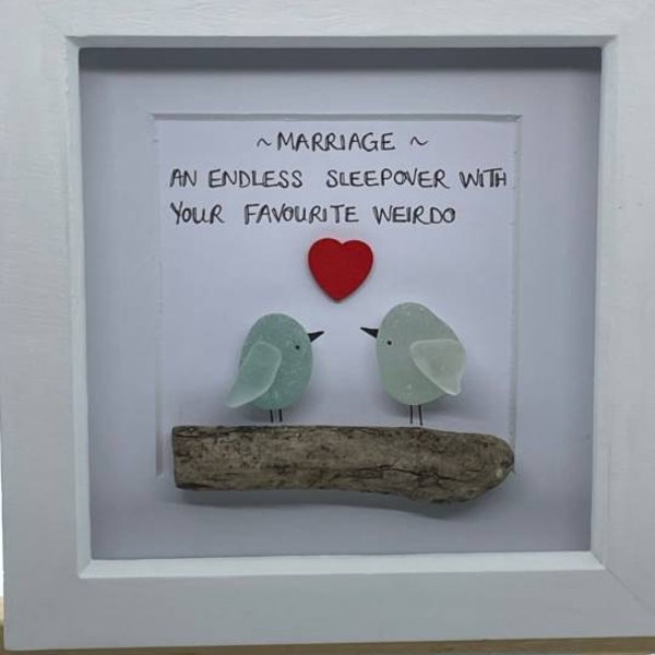 Cornish Sea Glass Art Frame Let the Sea Set You Free Coastal Scene ...