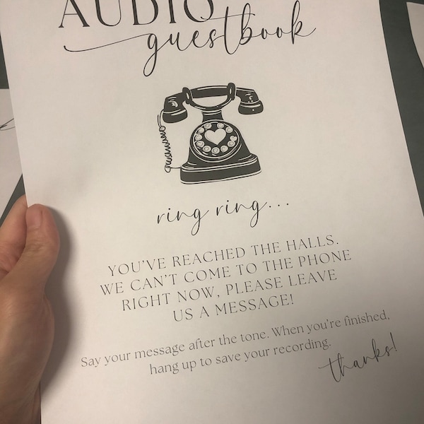 Telephone Guest Book Sign Template | Wedding Audio Guestbook | Leave Me ...