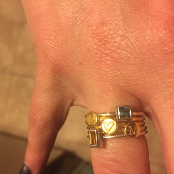 Gold Rings • Gold Initial Rings • Stackable Initial Ring in 24K Vermeil ...