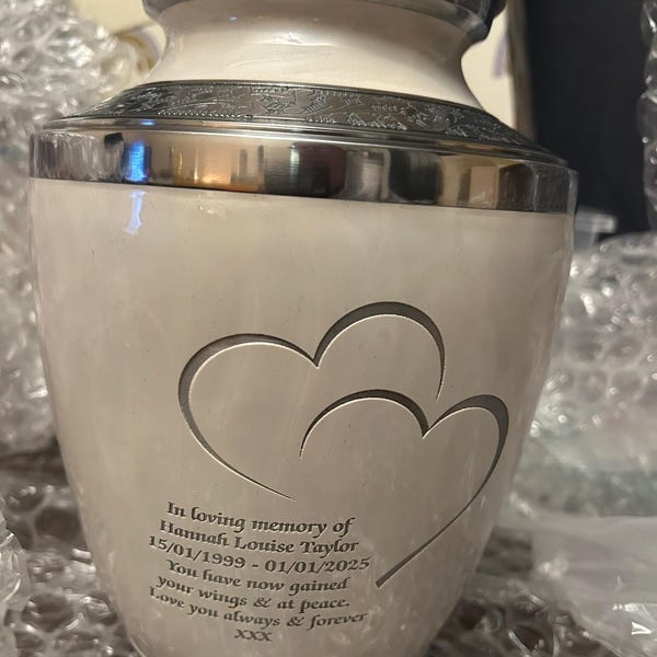 Plaque for Cremation Ashes Urn Name Label Necklace Medallion Urn Fully ...