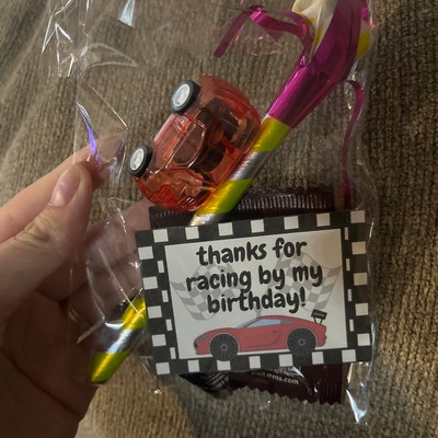 Thanks for Racing by Birthday Tag, Printable Favor Bag, Racing Birthday ...