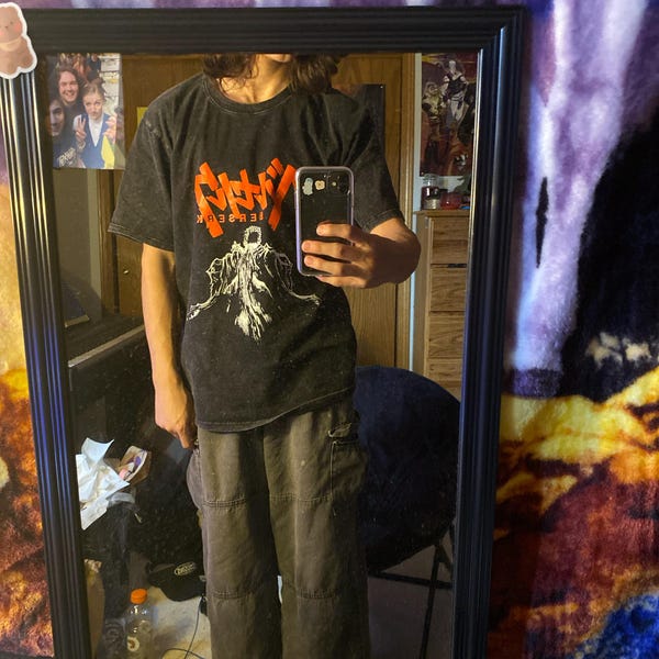 Anime Sorcerer Character Inspired Vintage Washed Manga Graphic T Shirt ...