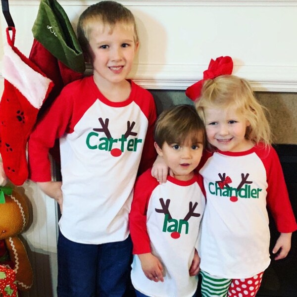 Girls Reindeer Shirt, Kids Christmas Shirt, Personalized Reindeer Shirt ...