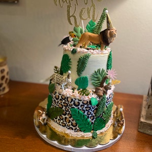 Leopard Print Edible Cake Wrap or Tropical Flowers Cake Topper - Etsy