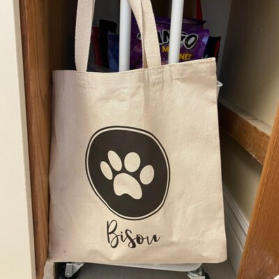 Personalized DOG TOTE BAG, Paw Print Tote Bag, Custom Pet Tote Bag ...