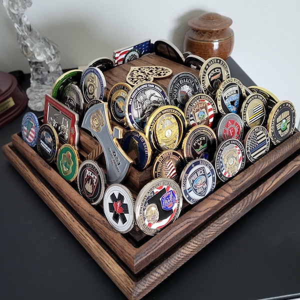 Spinning Pyramid Challenge Coin Holder - Handmade Coin Display for ...