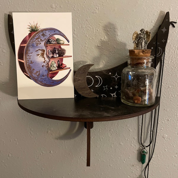 Witch Shelf, Wiccan Shelf, Wiccan Decor, Altar Shelf, Celestial 3moon ...