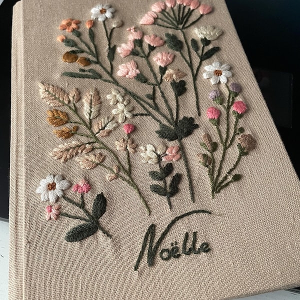 Custom Hand Embroidered Notebook, Handmade Fabric Notebook, Custom ...