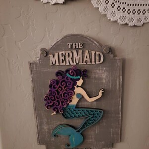Mermaid Wall Decor Wood Mermaid Sign Beach House Decor mermaid Wall Art ...